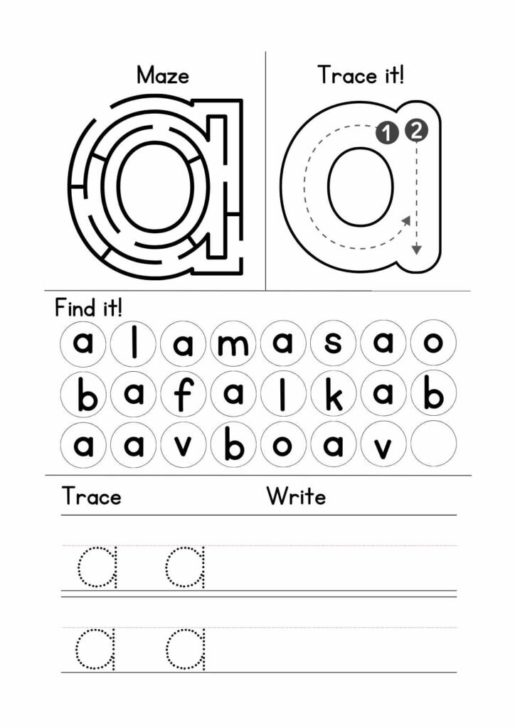 Free A–Z Write, Find & Trace Worksheets (Handwriting, Letter ID, Pre-K ...