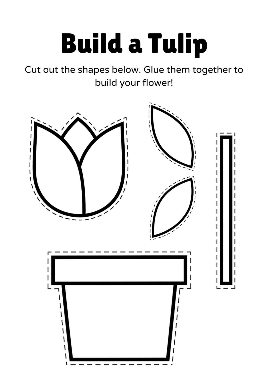 Build a Flower Simple Craft Worksheet - 3 Options Rose Lily and Tulip ...