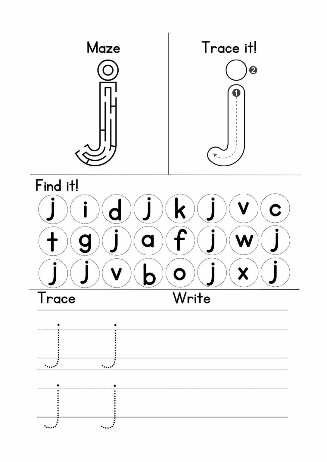 Free A–Z Write, Find & Trace Worksheets (Handwriting, Letter ID, Pre-K ...