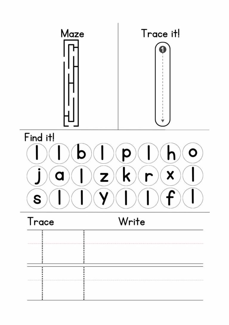 Free A–Z Write, Find & Trace Worksheets (Handwriting, Letter ID, Pre-K ...