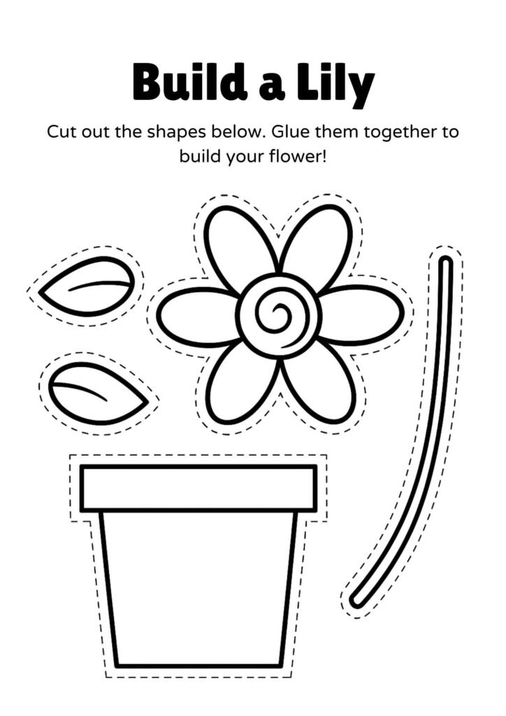 Build a Flower Simple Craft Worksheet - 3 Options Rose Lily and Tulip ...