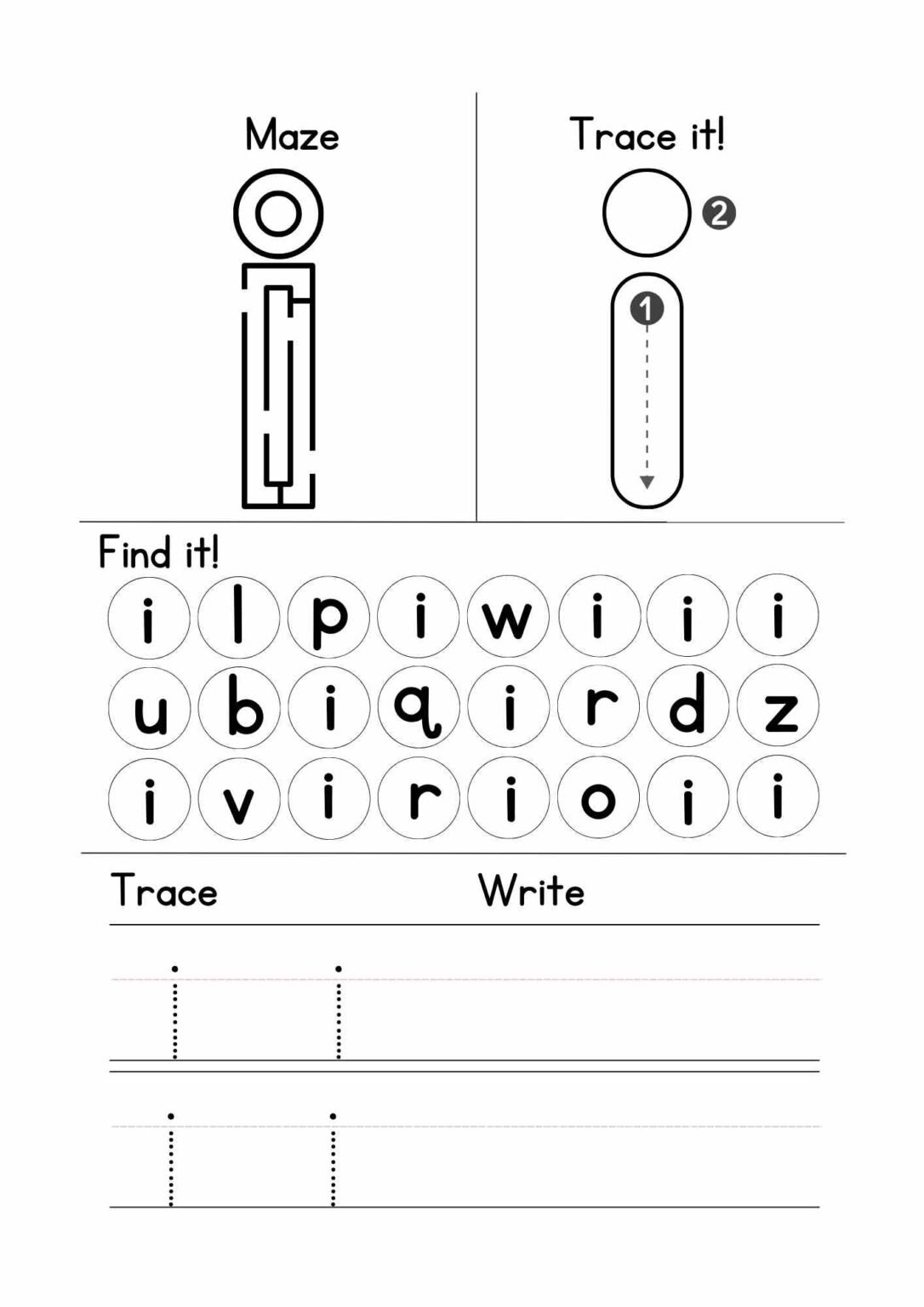 Free A–Z Write, Find & Trace Worksheets (Handwriting, Letter ID, Pre-K ...