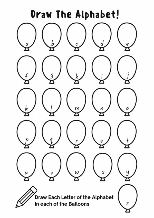 Draw the Alphabet Printable Worksheet – Lowercase Letter Practice ...