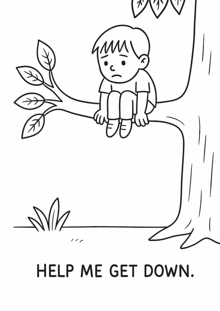 Help Me Get Down Drawing Activity for Kids - afterschoolcareprintables.com