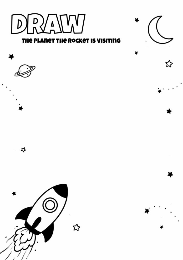 Rocket Planet Drawing Worksheet for Kids – Space Printable