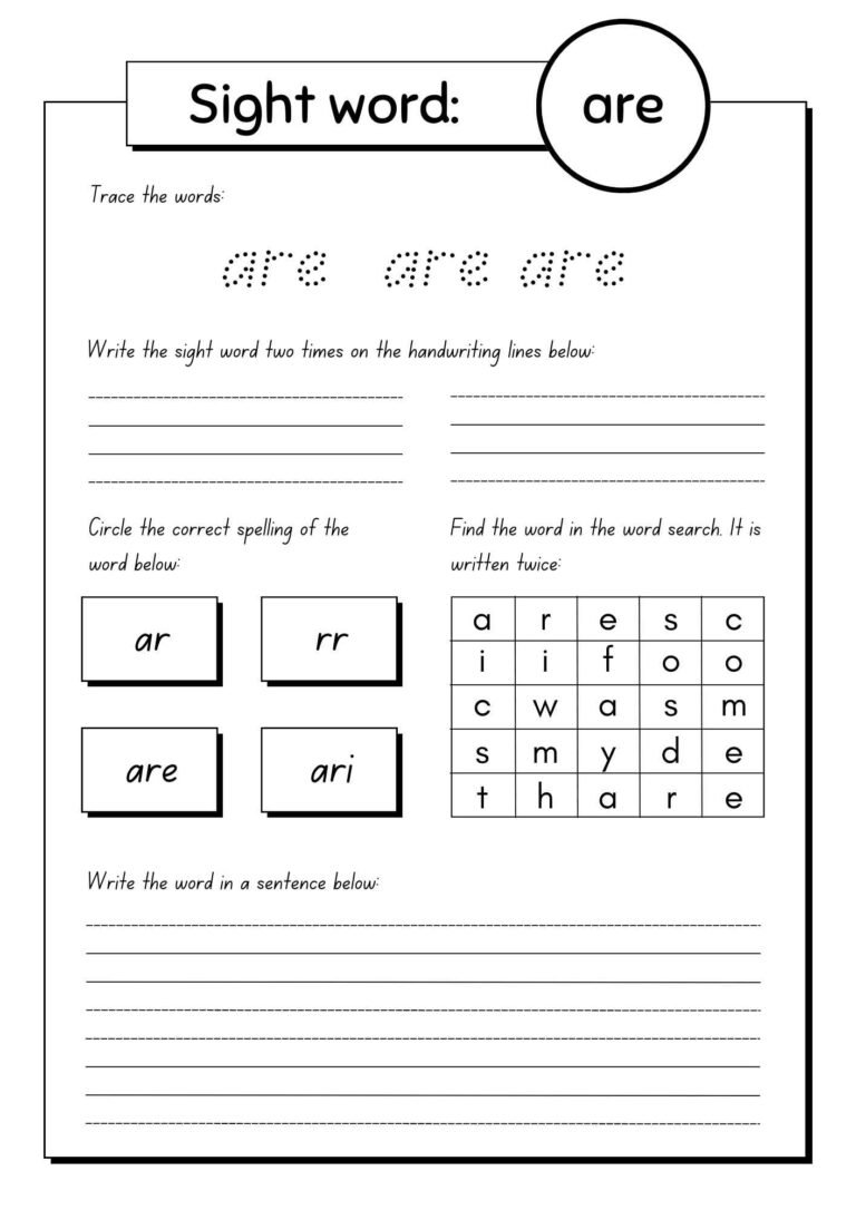 Sight Words Spelling Worksheets (20 High-Frequency Words ...