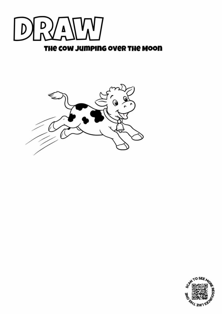 Draw the Cow Jumping Over the Moon – Nursery Rhyme Drawing Worksheet ...